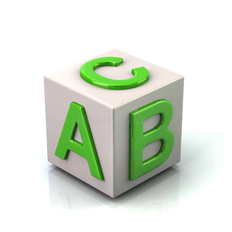 Cubo Blanco Con Las Letras Coloridas a, El Ejemplo De B Y De C 3d Stock ...
