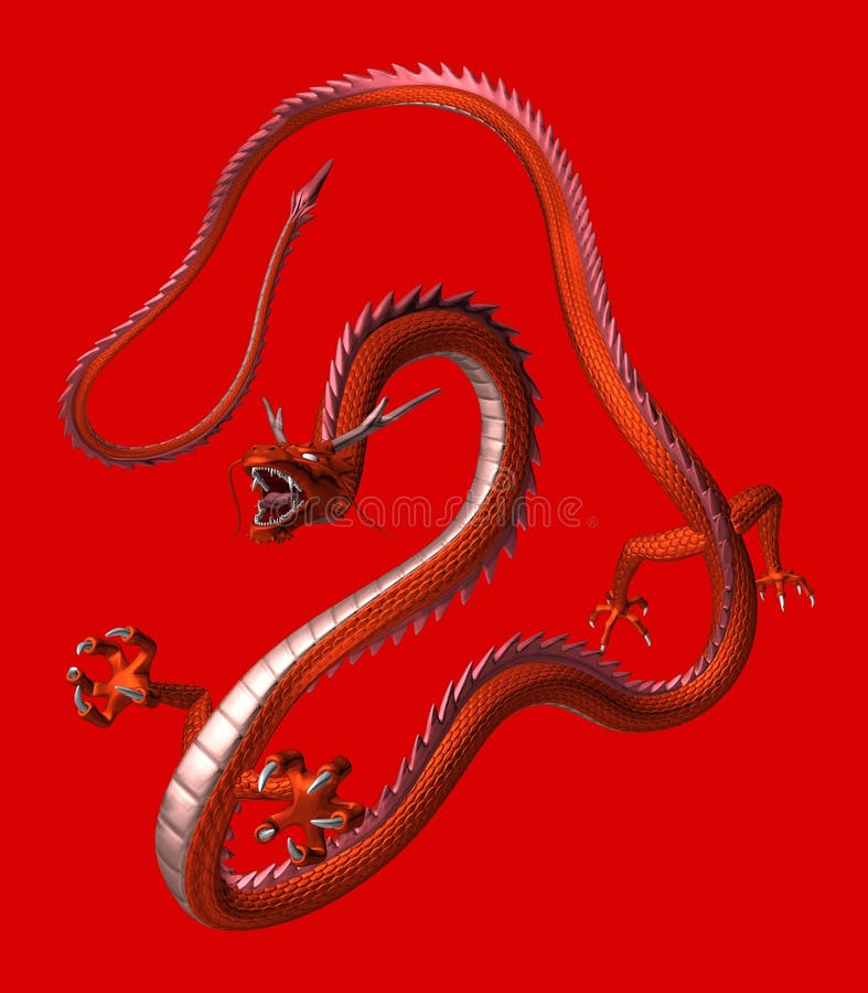El dragón rojo, ejemplo 3D stock de ilustración. Ilustración de boca ...