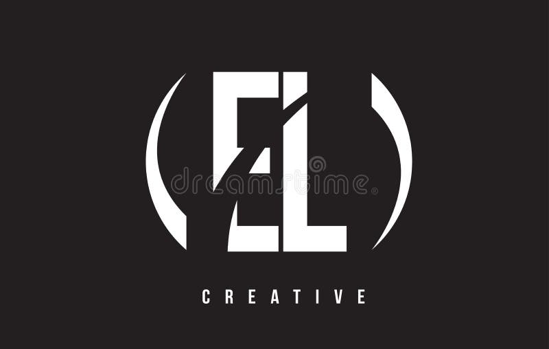 EL E L White Letter Logo Design with Black Background. Stock Vector ...