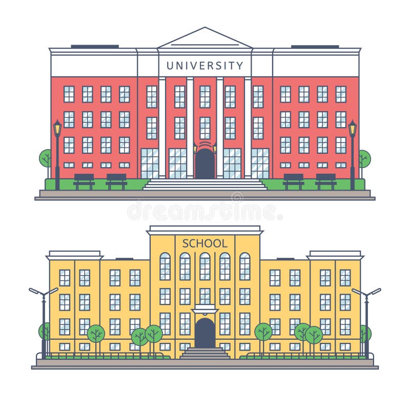 El Edificio De La Universidad Y De La Escuela Ilustración del Vector ...