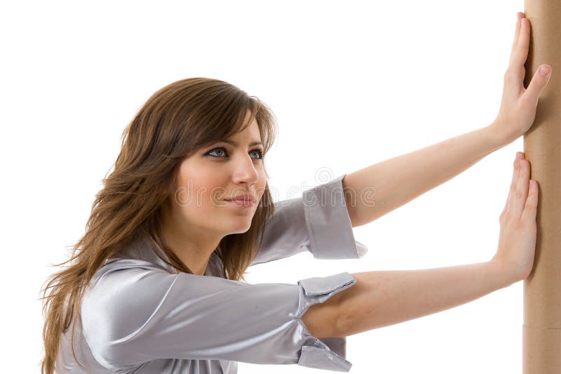 El Empujar De La Empresaria Foto de archivo - Imagen de formal, hermoso ...