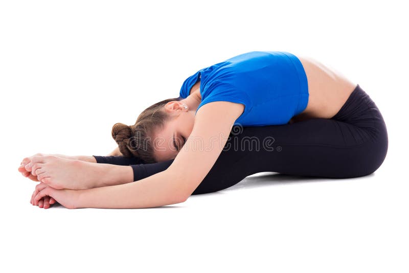 El Estirar Joven De La Mujer De La Aptitud Aislado En Blanco Imagen de ...