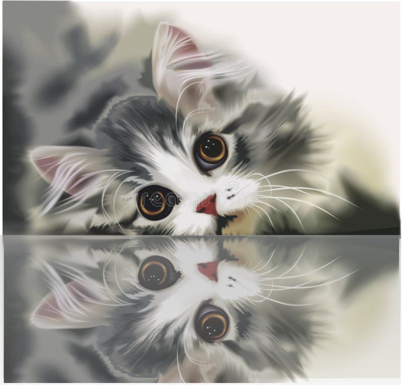 El Gatito Miente Sobre El Vidrio Ilustración del Vector - Ilustración ...