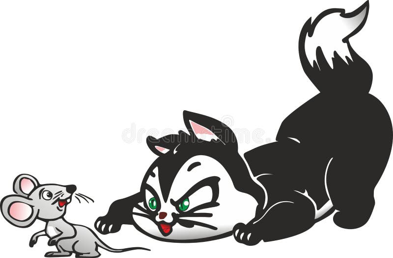El gato caza el ratón ilustración del vector. Ilustración de ...