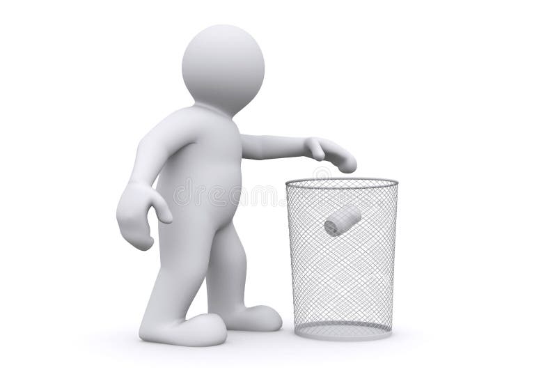 El Hombre Blanco 3d Que Lanza Puede En Basura Stock de ilustración ...