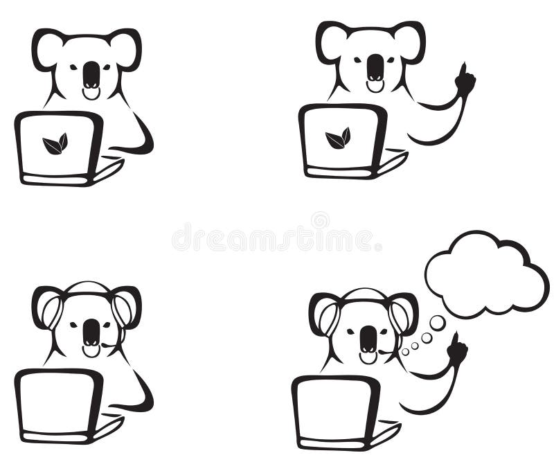 El Koala Con Una Computadora Portátil Ilustración del Vector ...