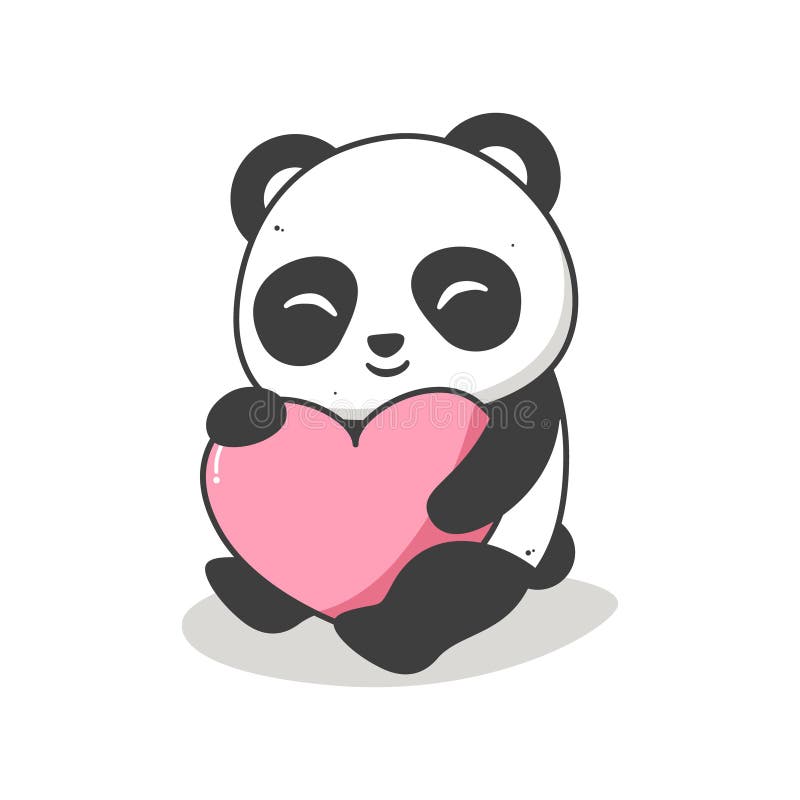 El Lindo Panda Abrazando Un Corazón En Blanco Ilustración del Vector ...