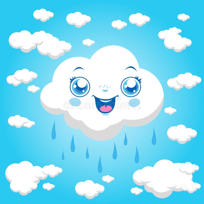El Llover De Las Nubes De La Historieta Ilustración del Vector ...