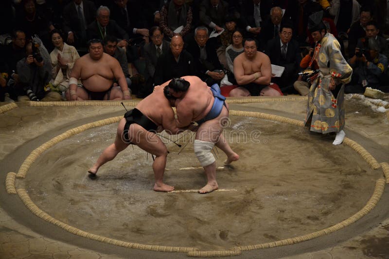 El Luchar De Los Luchadores Del Sumo Imagen de archivo editorial ...