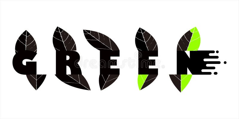 Word " Green " with Leaf Background or Formed from Leaves. Stock ...