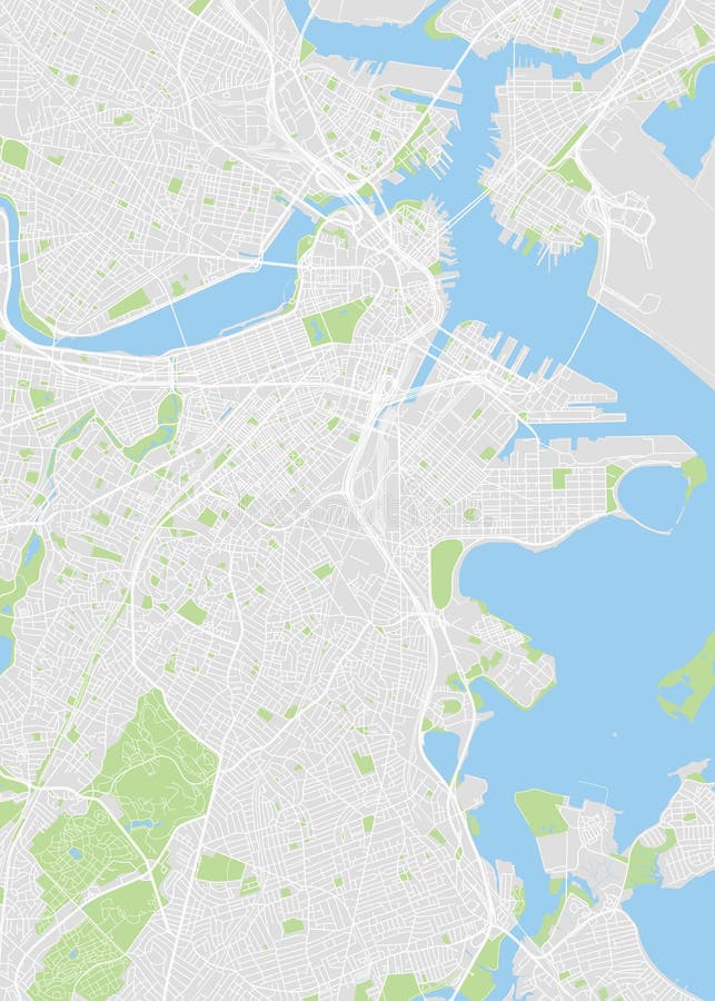 El Mapa Boston De La Ciudad, Colorea El Plan Detallado, Ejemplo Del ...