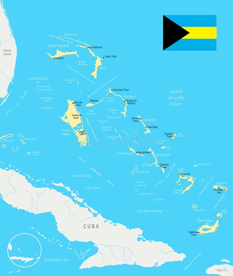El Mapa De Bahamas - Ejemplo Detallado Del Vector Stock de ilustración ...