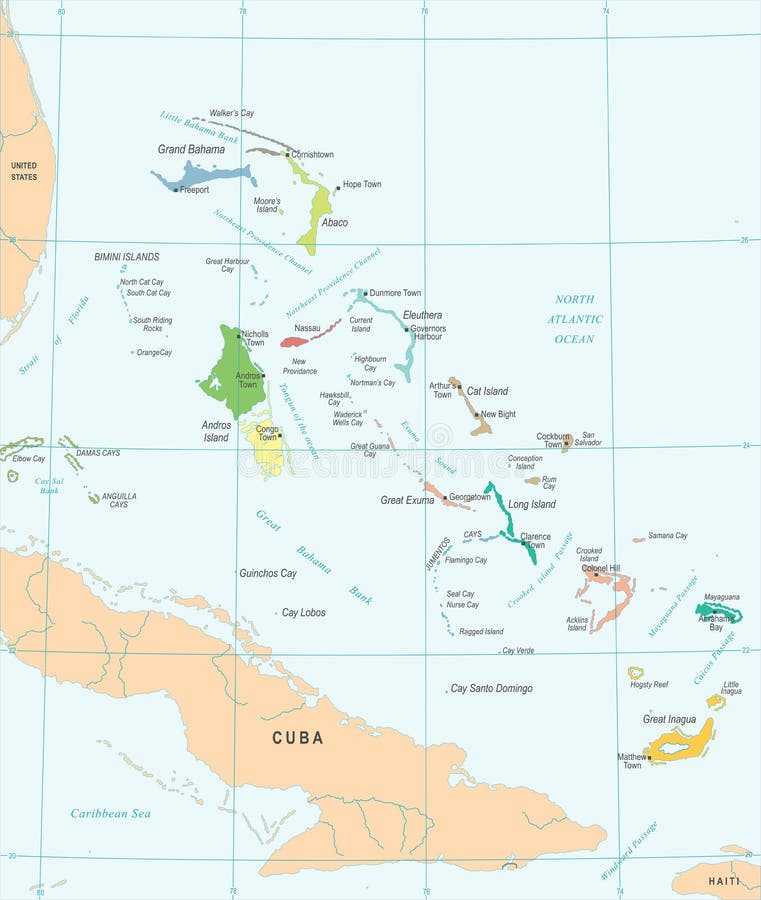 El Mapa De Bahamas - Ejemplo Detallado Del Vector Stock de ilustración ...