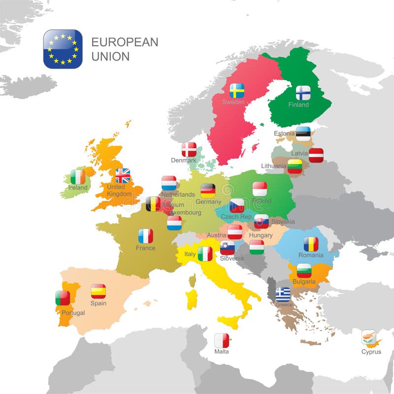 El Mapa De La Unión Europea Ilustración del Vector - Ilustración de ...