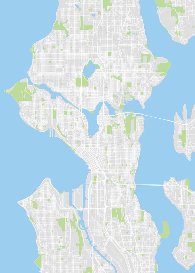 El Mapa Seattle De La Ciudad, Colorea El Plan Detallado, Ejemplo Del ...