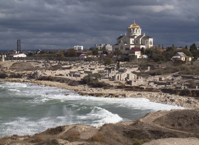 El Mar Negro En Khersones, Crimea Imagen de archivo - Imagen de arco ...