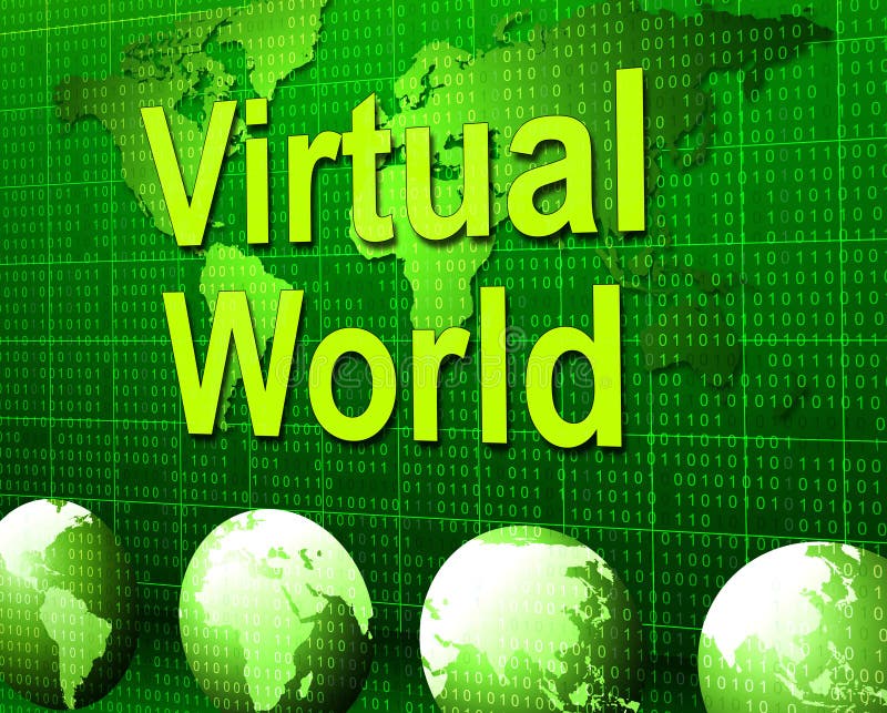 El Mundo Virtual Significa El Sitio Web Y La Tierra Stock de ...