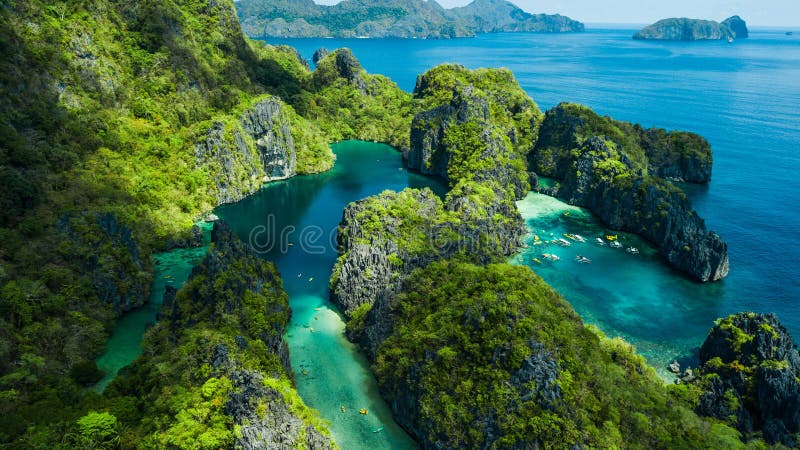 El Nido, Palawan, the Philippines. Aerial View of Big Lagoon, Small ...