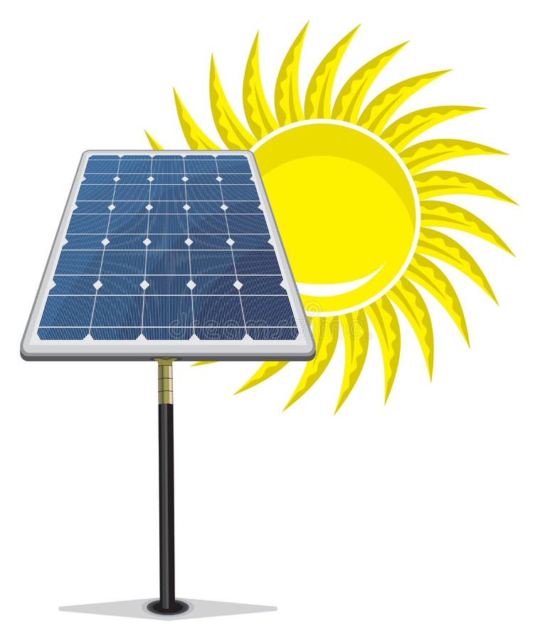 El panel solar y sol ilustración del vector. Ilustración de brillante ...