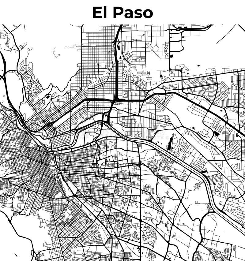 El Paso City Map, Cartography Map, Street Layout Map Stock Vector ...