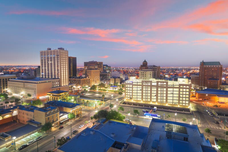 El Paso, Texas, USA Downtown at Dusk Stock Image - Image of scenic ...