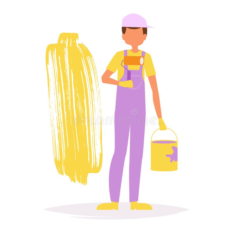 El Pintor Pinta El Vector De La Pared Ilustración del Vector ...