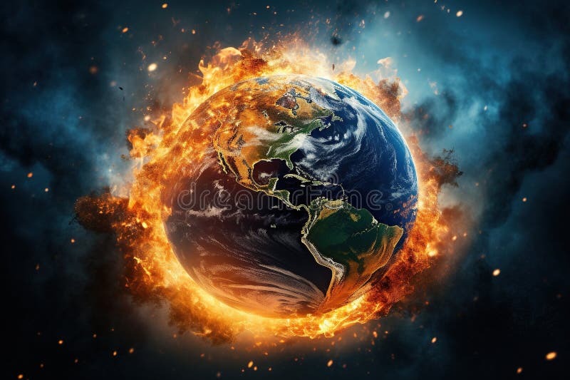 El Planeta Tierra Arde En Llamas Foto de archivo - Imagen de ambiente ...