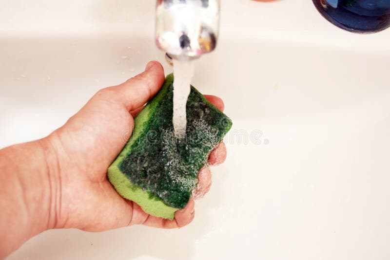 El Proceso De Empapar La Esponja Imagen de archivo - Imagen de ...