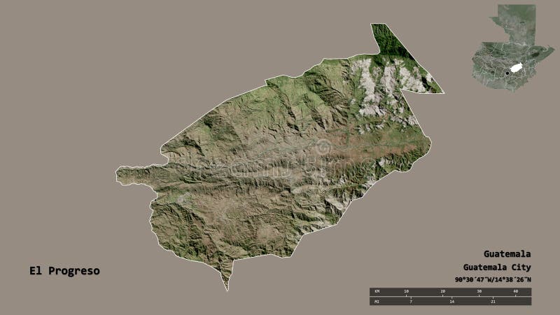 El Progreso, Department of Guatemala, Zoomed. Satellite Stock ...