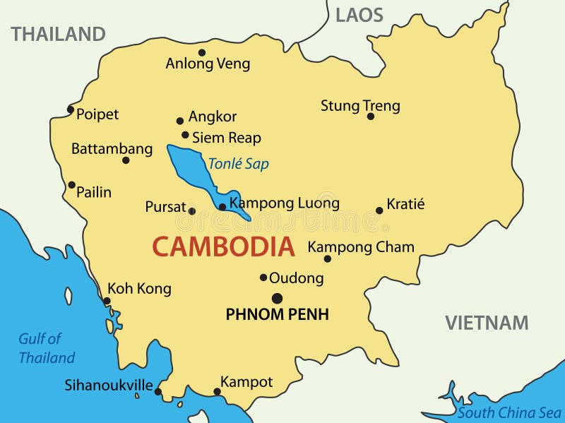 El Reino de Camboya - mapa ilustración del vector. Ilustración de ...