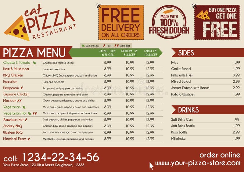 El Restaurante De La Pizza Se Lleva El Menú Foto de archivo ...