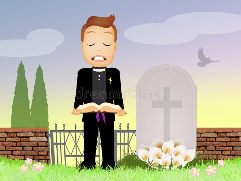 El Sacerdote Celebra Entierro Stock de ilustración - Ilustración de ...
