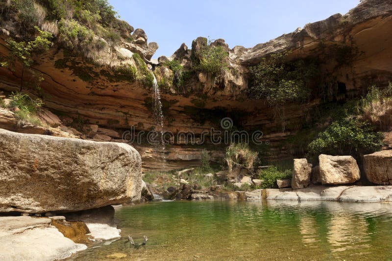 Salt Waterfall from the Heart of the Cliffs of the Southern Mountains ...