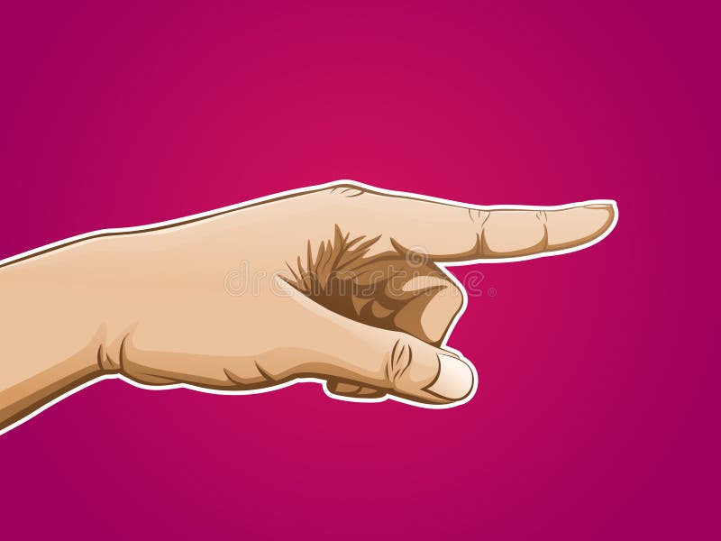 Señalando El Icono De La Mano Como Escritura De La Etiqueta Stock de ...