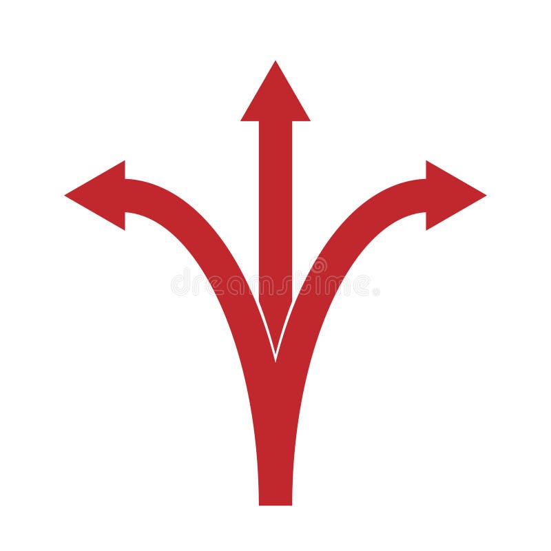 Flechas En Tres Direcciones Con El Espacio Stock de ilustración ...