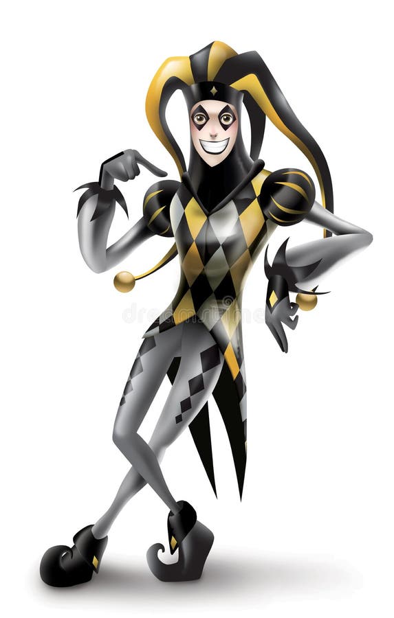 Personaje De Dibujos Animados Feliz Del Comodín Que Se Realiza Con Las ...