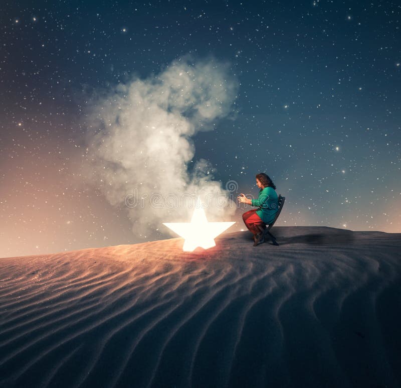El Sentarse Al Lado De Una Estrella Caida Imagen de archivo - Imagen de ...