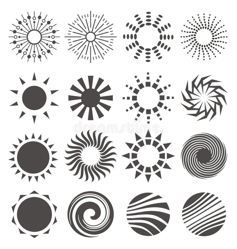 Formas abstractas del sol ilustración del vector. Ilustración de semi ...