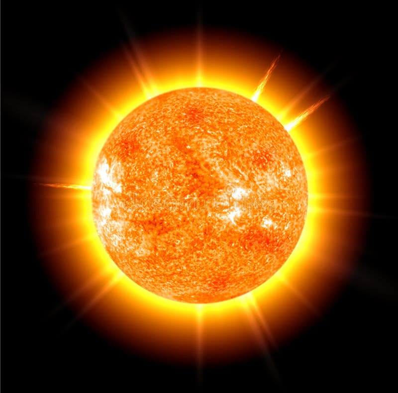 El sol en un negro stock de ilustración. Ilustración de digital - 6162933