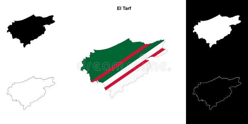 El Tarf outline map stock vector. Illustration of area - 342074437