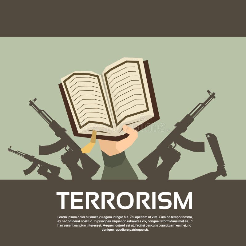 El Terrorista Group Hands Holding Dispara Contra Terrorismo Ilustración ...