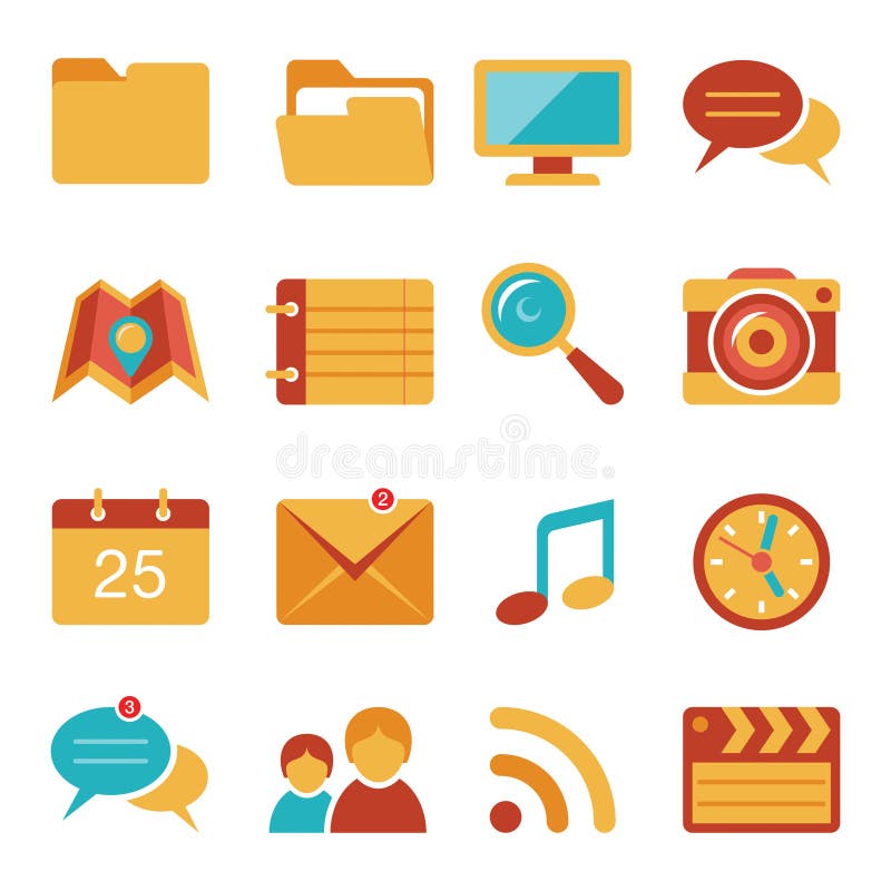 El Vector Plano De Los Iconos Fijó 4 Ilustración del Vector ...