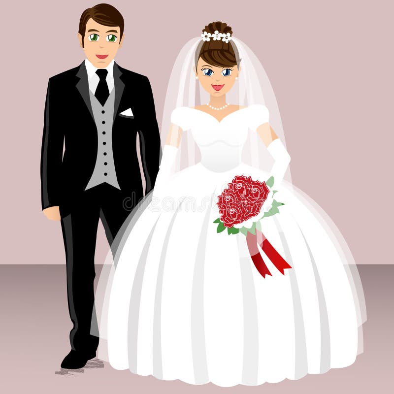 El Wedding - novia y novio ilustración del vector. Ilustración de ...