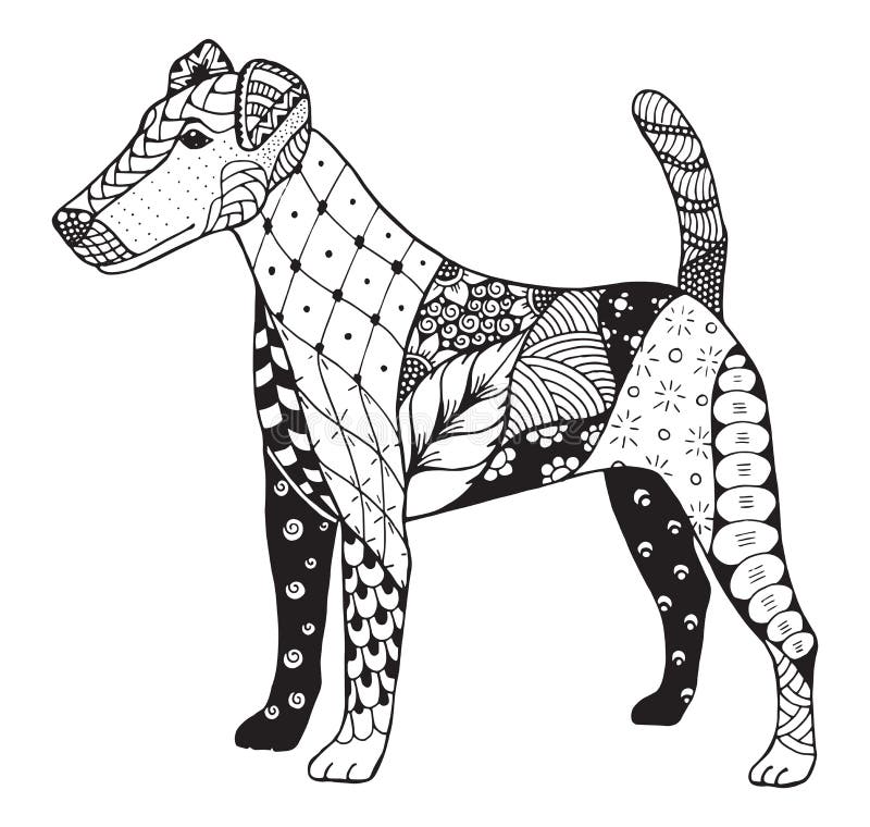 El Zentangle Del Fox Terrier Estilizó, Vector, Ejemplo, a Pulso ...