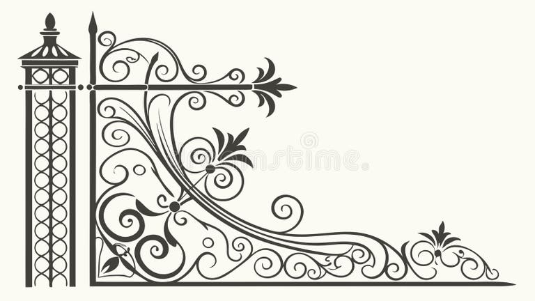 Elaborate Architectural Corner Design with Scrolls, Vector Design ...