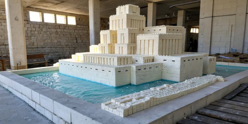 Elaborate Architectural Model of a Castle Made from Blocks Surrounded ...