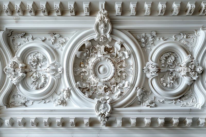 Elaborate Baroque Marble Ceiling Design: Intricate Ornaments and Stock ...