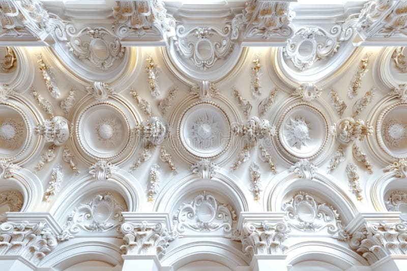 Elaborate Baroque Marble Ceiling Design: Intricate Ornaments and Stock ...
