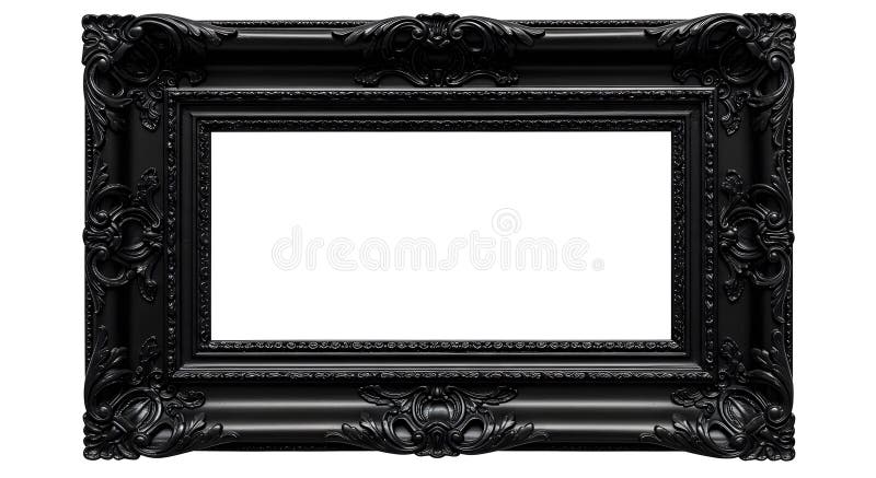 Elaborate Black Baroque Picture Frame Offering an Empty, Versatile ...