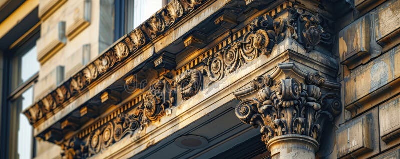 Elaborate Cornice Work on an Old Building, Detailed and Ornate ...